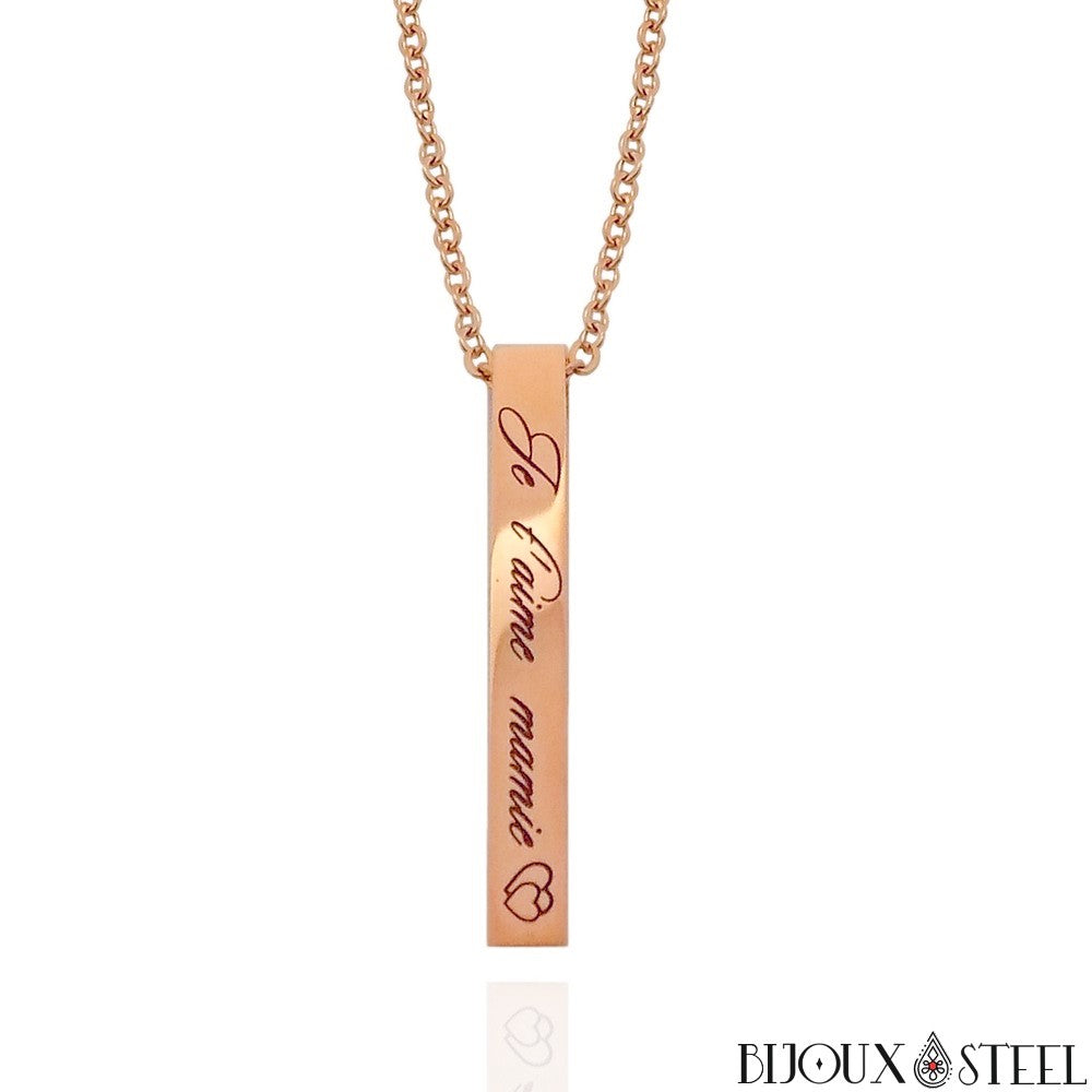 Collier barre personnalisée en acier inoxydable | Bijoux Steel